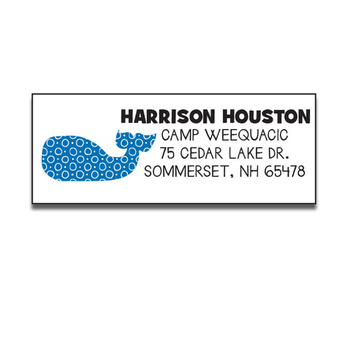 Personalized Camp Address Labels, Whale Return Labels, Kids Camp ...