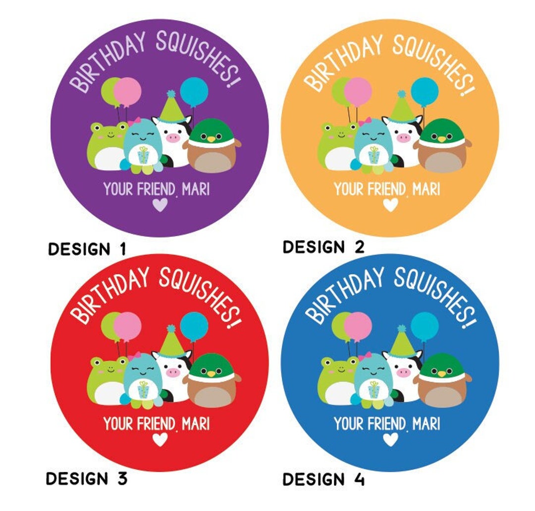 Squishmallow Birthday Stickers, Personalized Squishmallow Birthday Gift ...