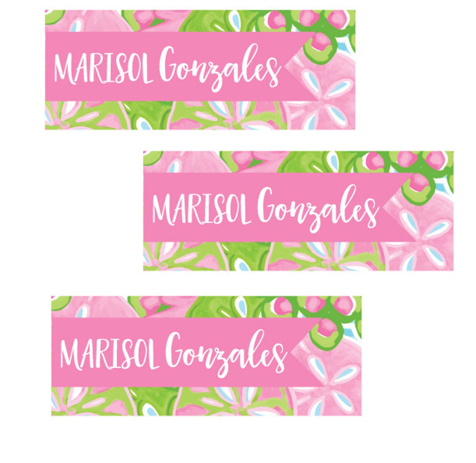 Preppy Waterproof Labels Name Labels For School Pink Floral Etsy