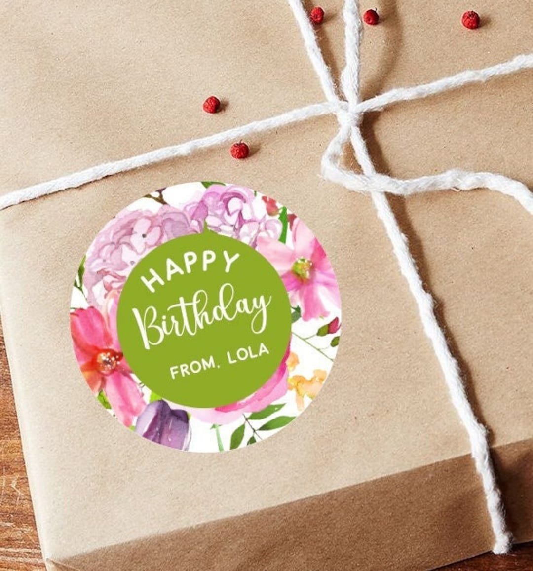 Personalized Birthday Gift Labels |floral Birthday Stickers |happy ...