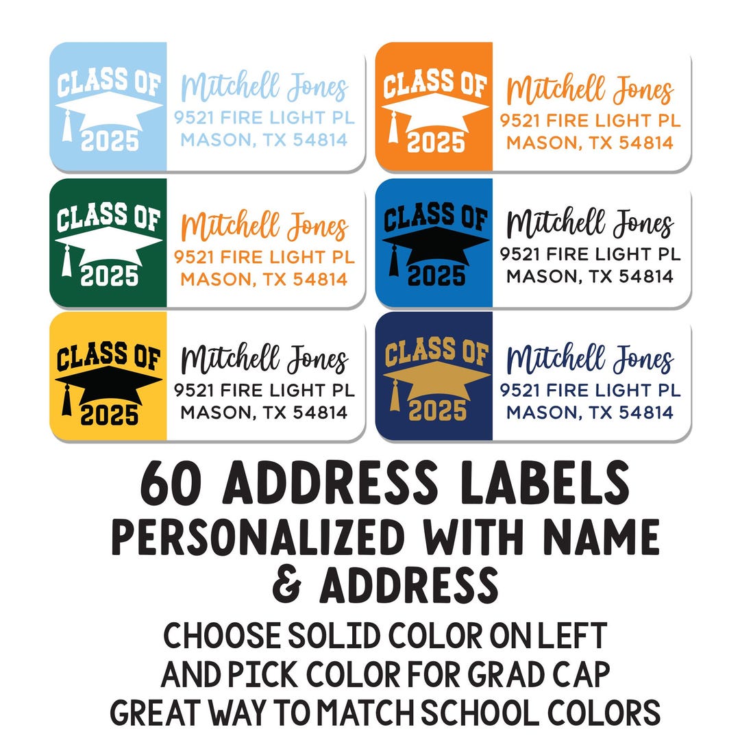 2025 Graduation Return Address Label, Custom Address Labels for ...
