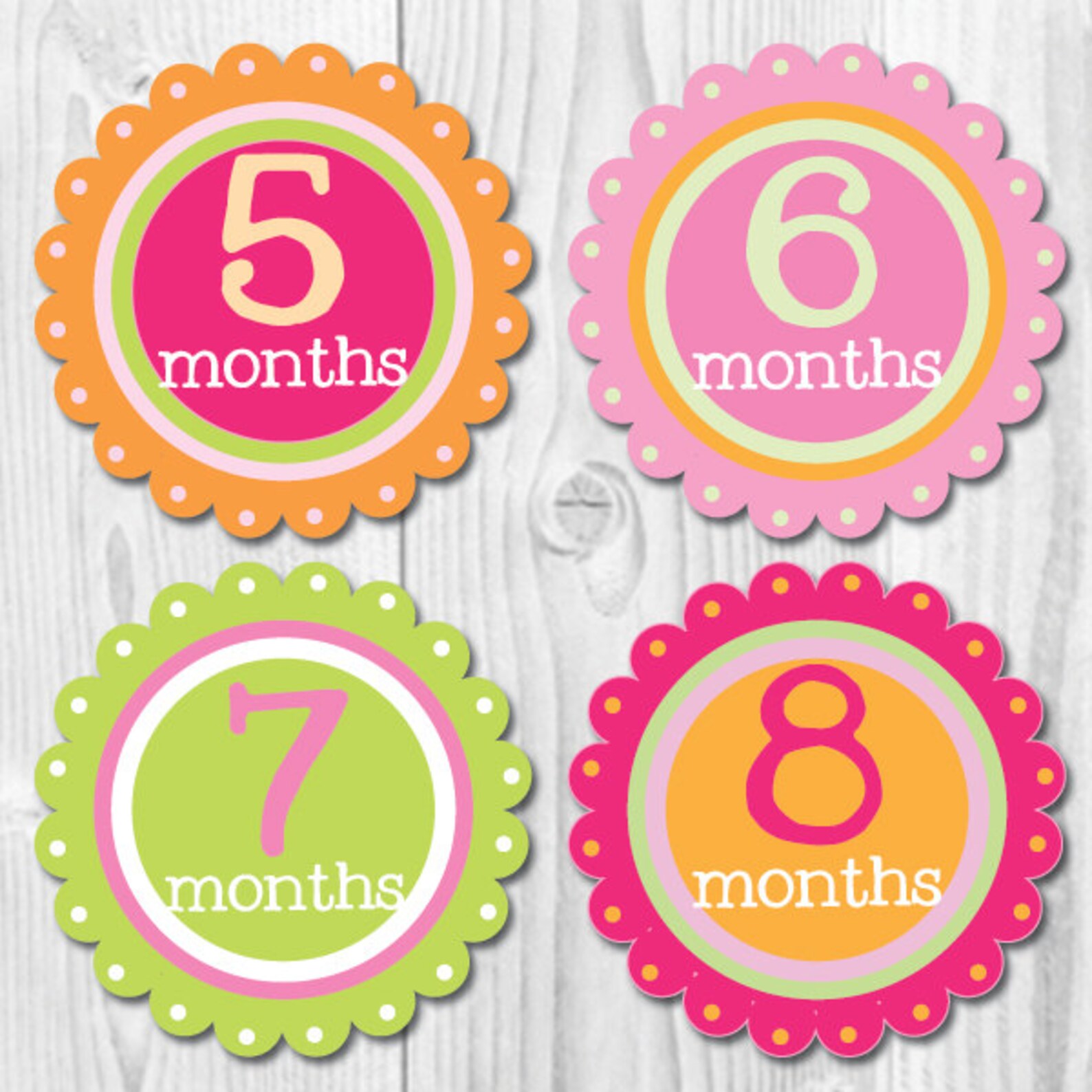 Monthly Baby Stickers Girl Monthly Stickers Orange and - Etsy