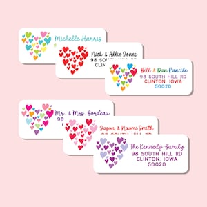 Personalized Address Labels, 60 Heart Mailing Stickers, Wedding Labels ...