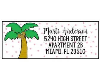 Palm Tree Return Address Labels Watercolor Palm Return - Etsy