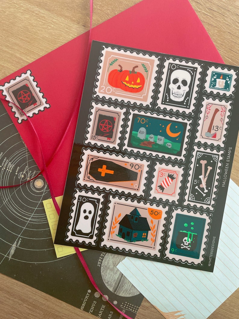 Halloween Stamp Sticker Sheet - Etsy