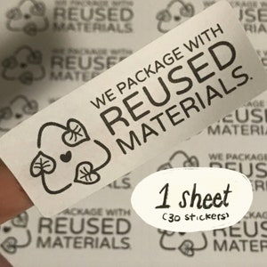 Eco-friendly We Package With Reused Materials Sticker Sheet (30stickers ...