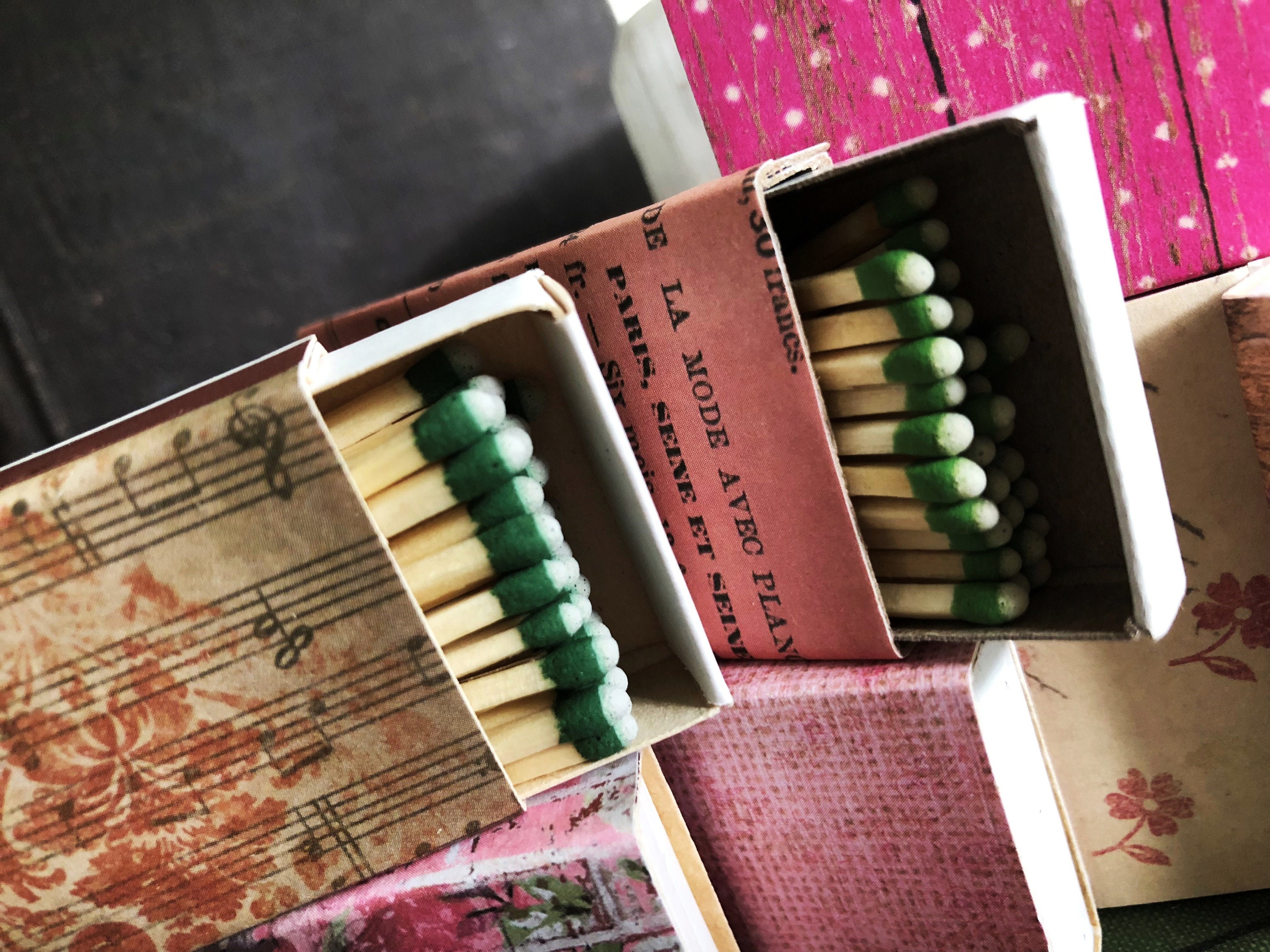 Pretty in Pink Covered Matchboxes Set of 8 Cabin Decor Party Favors ...