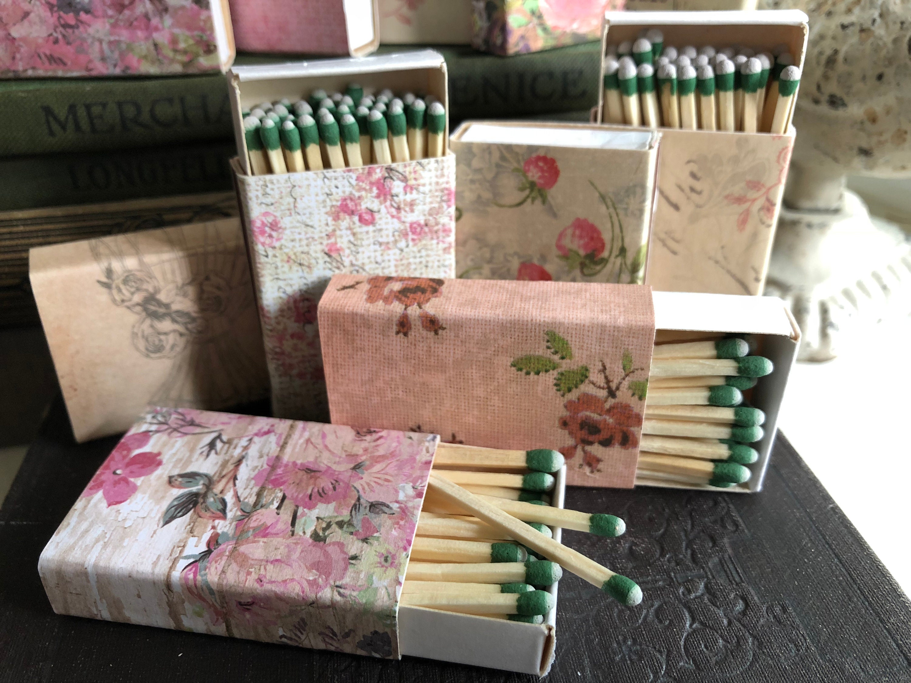 Pretty in Pink Covered Matchboxes Set of 8 Cabin Decor Party Favors ...