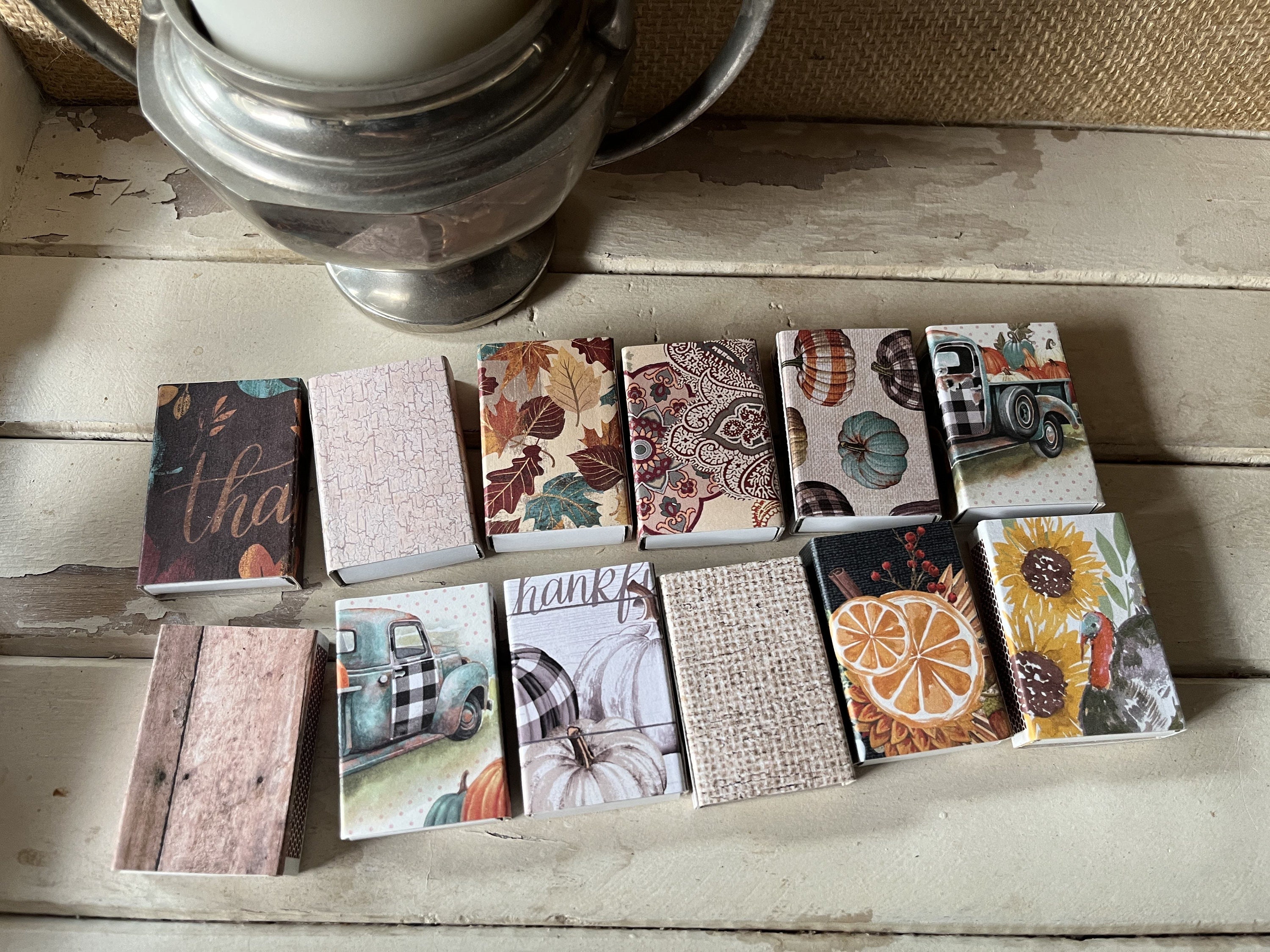 Thanksgiving Matchboxes Holiday Covered Matchboxes Set of - Etsy
