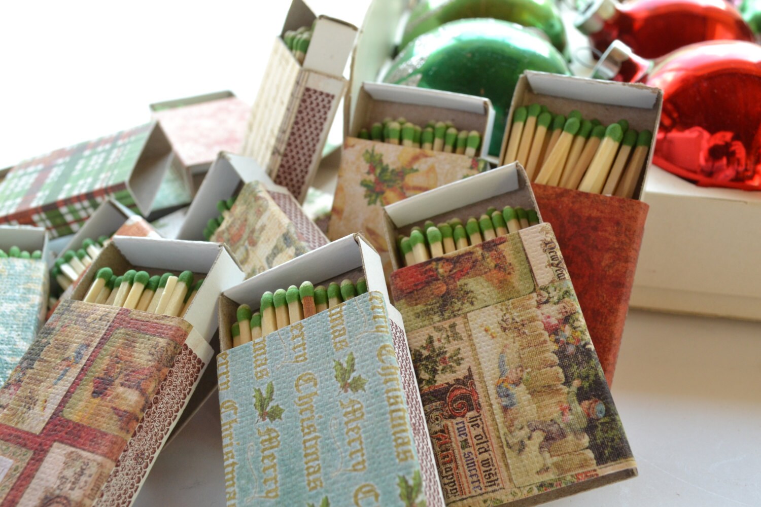 Merry Christmas Patterns - - Covered Matchboxes - Set of 8 - Christmas ...