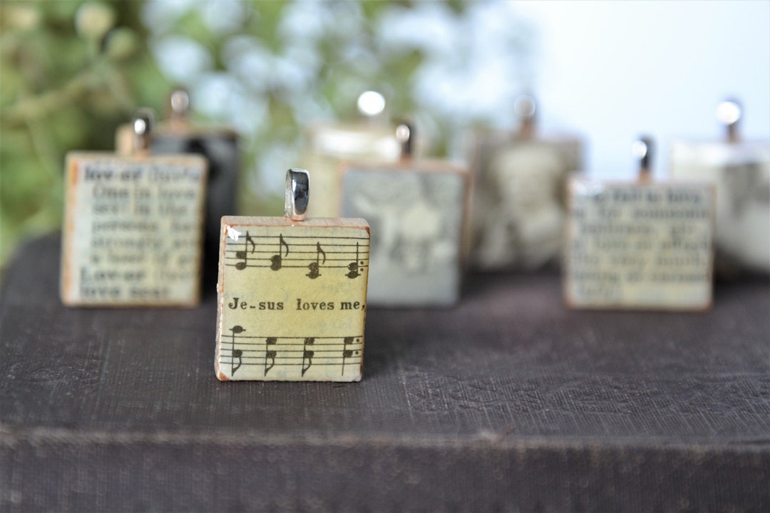 Jesus Loves Me - Scrabble Tile Pendant - Vintage Photo Pendant - Etsy