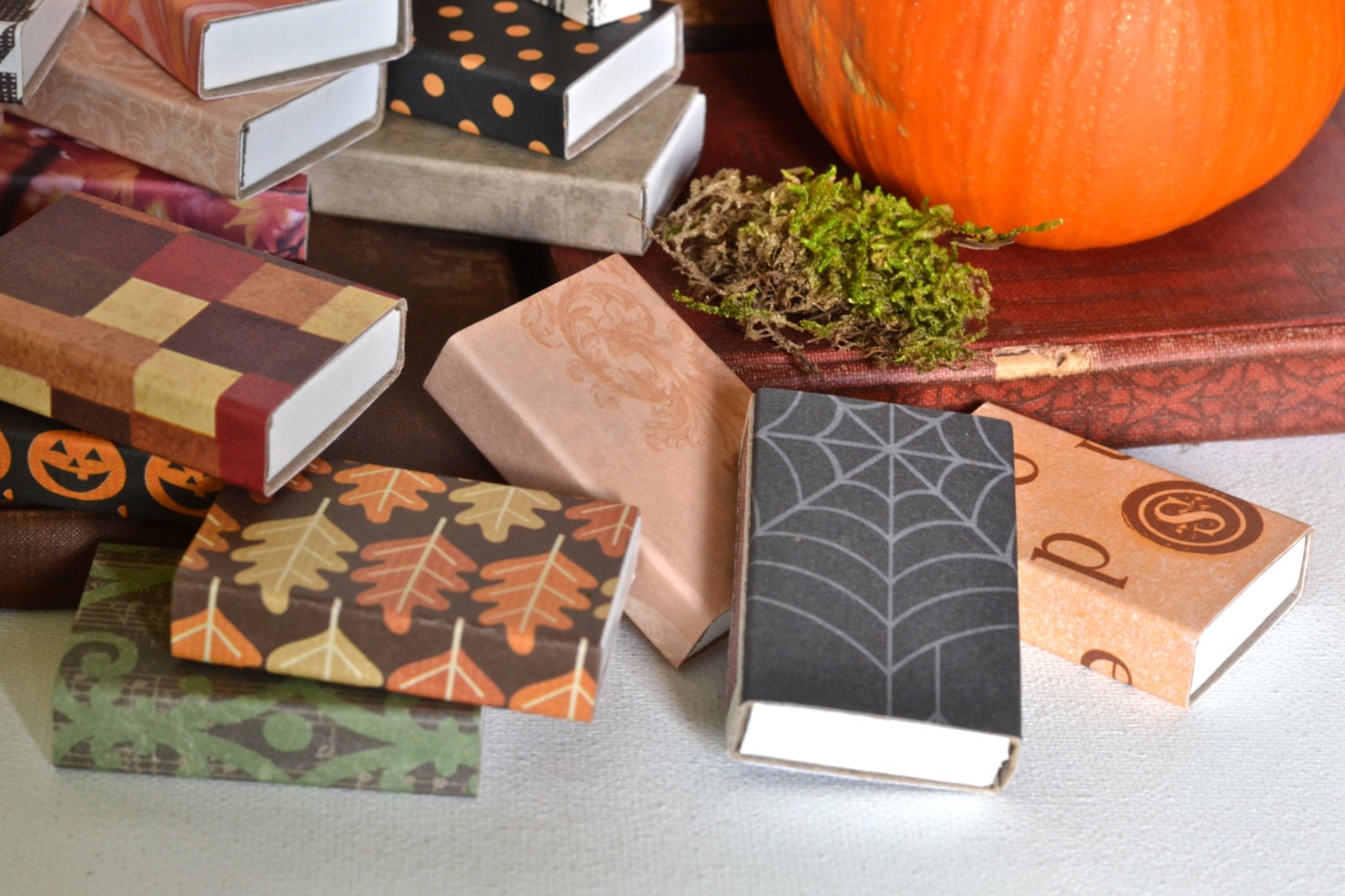 Fall and Halloween Covered Matchboxes Set of 8 Party Table Trick or ...