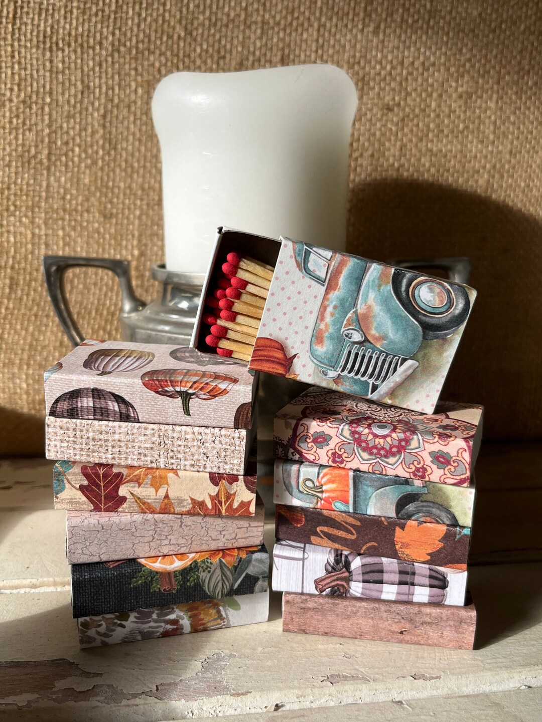 Thanksgiving Matchboxes - Holiday Covered Matchboxes - Set of 8 ...