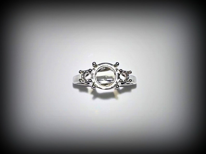 Sterling Silver Trellis Ring Mount: 8mm Round, 3.5mm Accents - Etsy