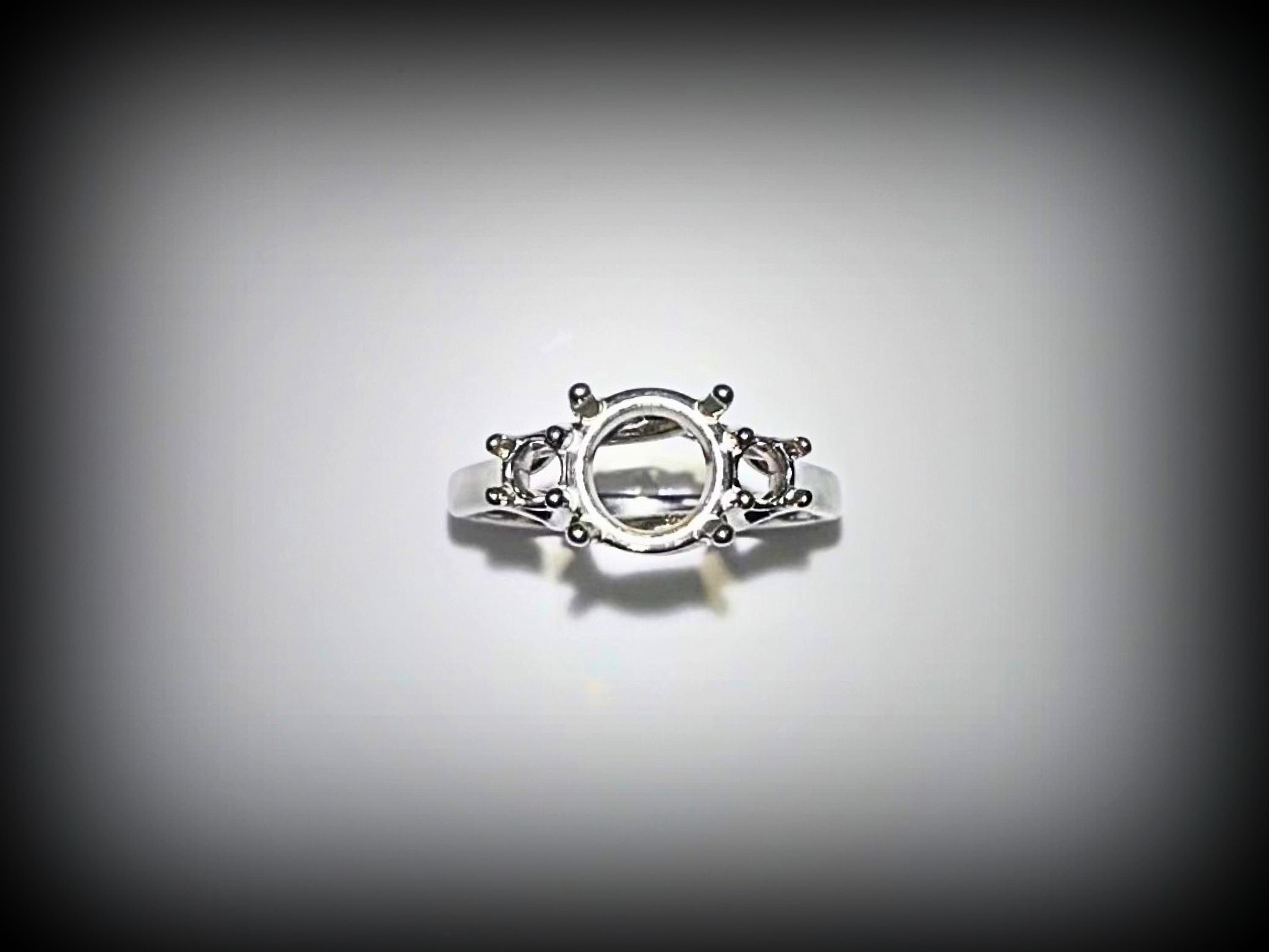 Sterling Silver Trellis Ring Mount: 8mm Round, 3.5mm Accents - Etsy