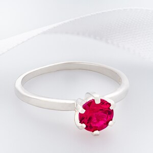 Intense Premium Silver Ruby Ring. Bright, Sparkling Red. Simulated ...