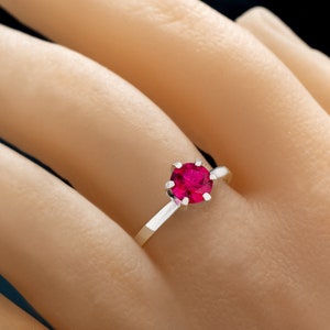 Intense Premium Silver Ruby Ring. Bright, Sparkling Red. Simulated ...