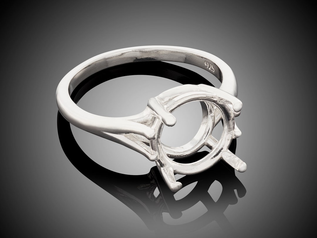 Sterling Silver Double Cathedral Ring Mount: 8-15mm Round Gemstone - Etsy