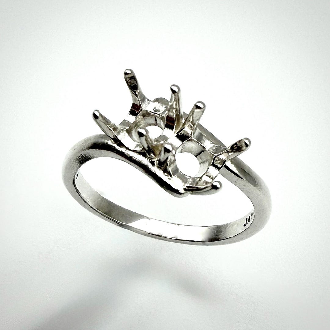 Sterling Silver Bypass Ring Mount, 4-prong Setting, 4-6mm Gemstones - Etsy