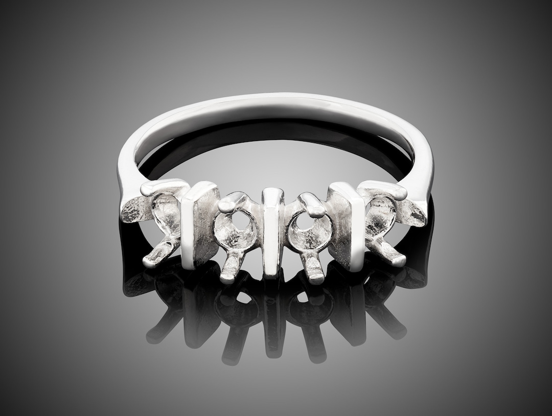 Sterling Silver Four Gemstone Ring Setting: 4mm Round or Princess Cut ...