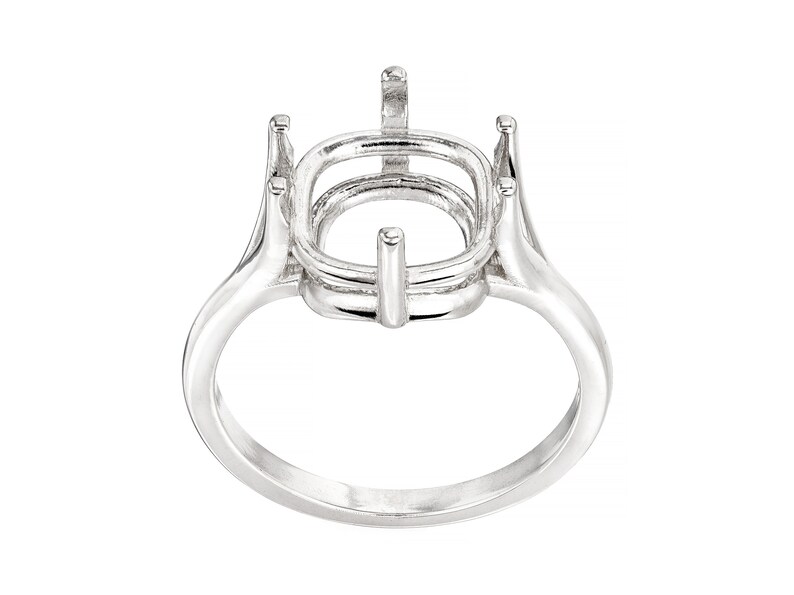 Sterling Silver Cathedral Ring Mount: Square Cushion, 8-12mm Gemstone ...