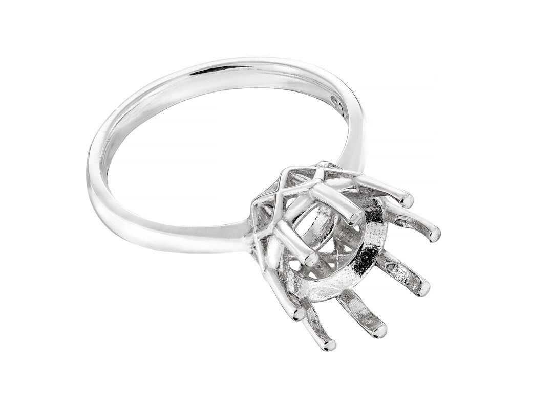 Lattice Sterling Silver Ring Mount: 8-16mm Round Gemstone Setting - Etsy