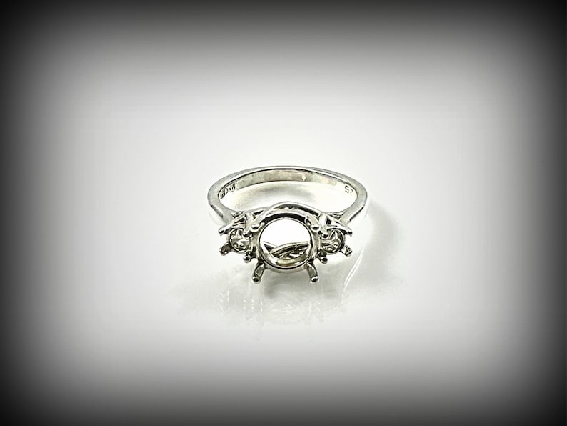 Sterling Silver Trellis Ring Mount: 8mm Round, 3.5mm Accents - Etsy