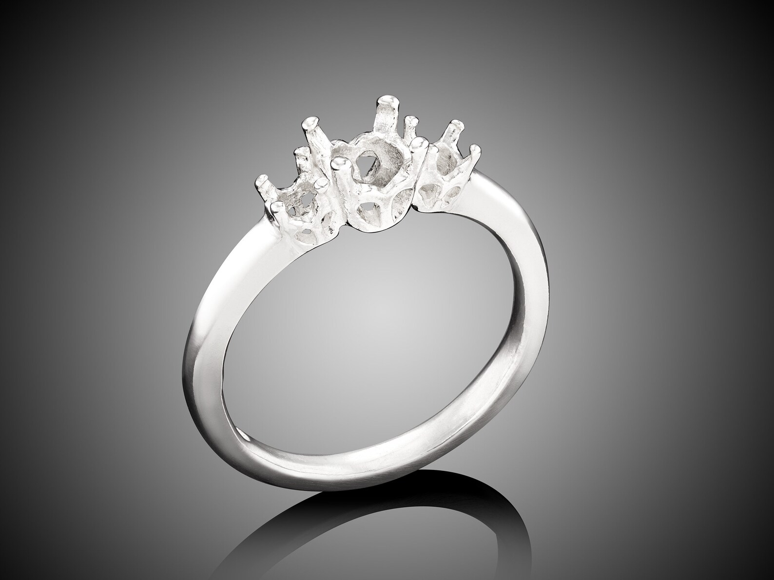 Sterling Silver 3 Gemstone Ring Setting. 5mm Center 2 X 3mm | Etsy