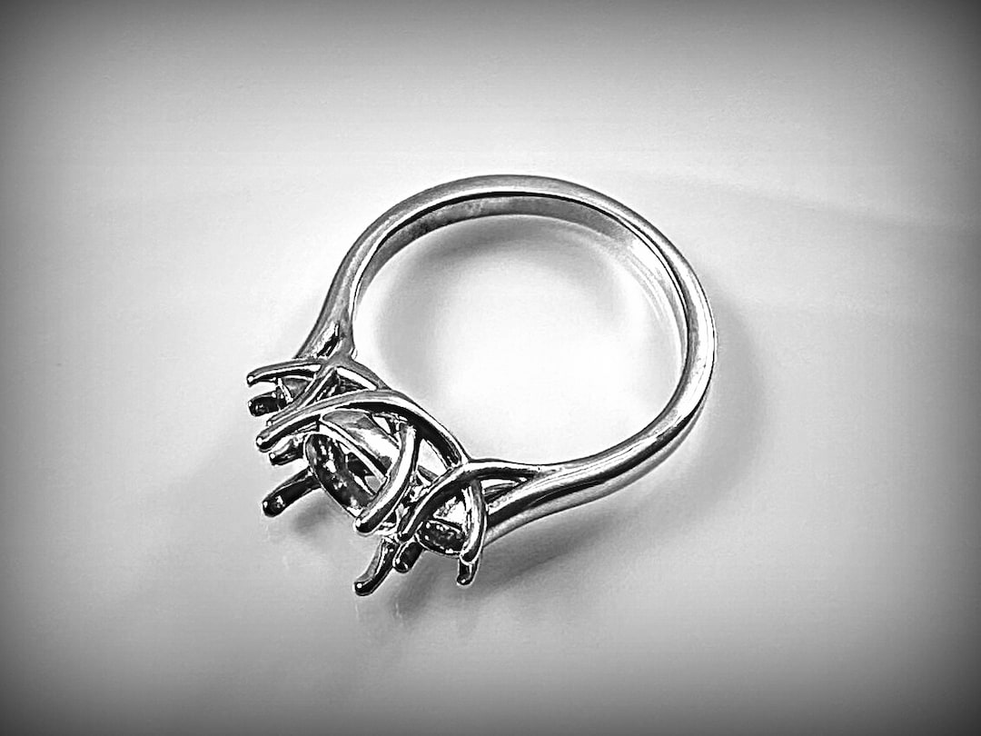 Sterling Silver Trellis Ring Mount: 8mm Round, 3.5mm Accents - Etsy