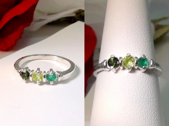 Natural 3 Birthstone Mother's Ring US Sizes 5-11 1/2 | Etsy