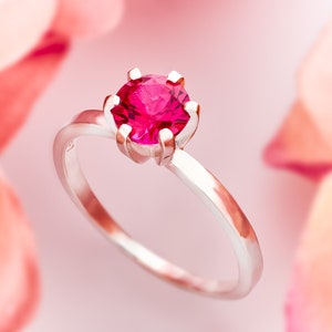 Intense Premium Silver Ruby Ring. Bright, Sparkling Red. Simulated ...