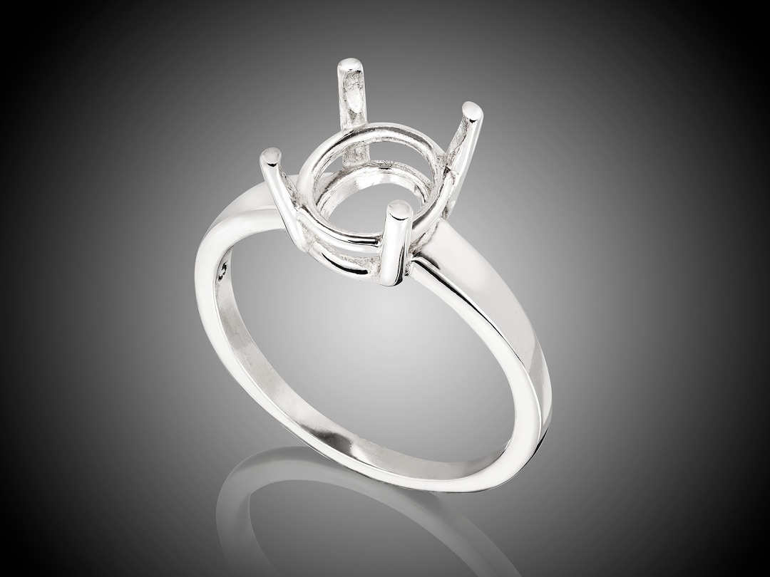 Sterling Silver Oval Faceted Ring Mount: Graduated Band, Pre-notched - Etsy