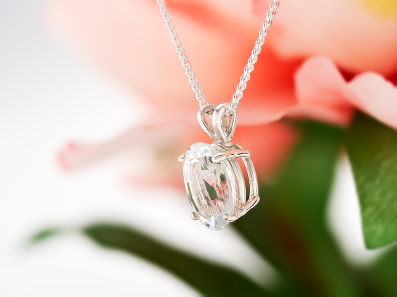 Magnificent white topaz gemstone pendant necklace. 14x10mm | Etsy