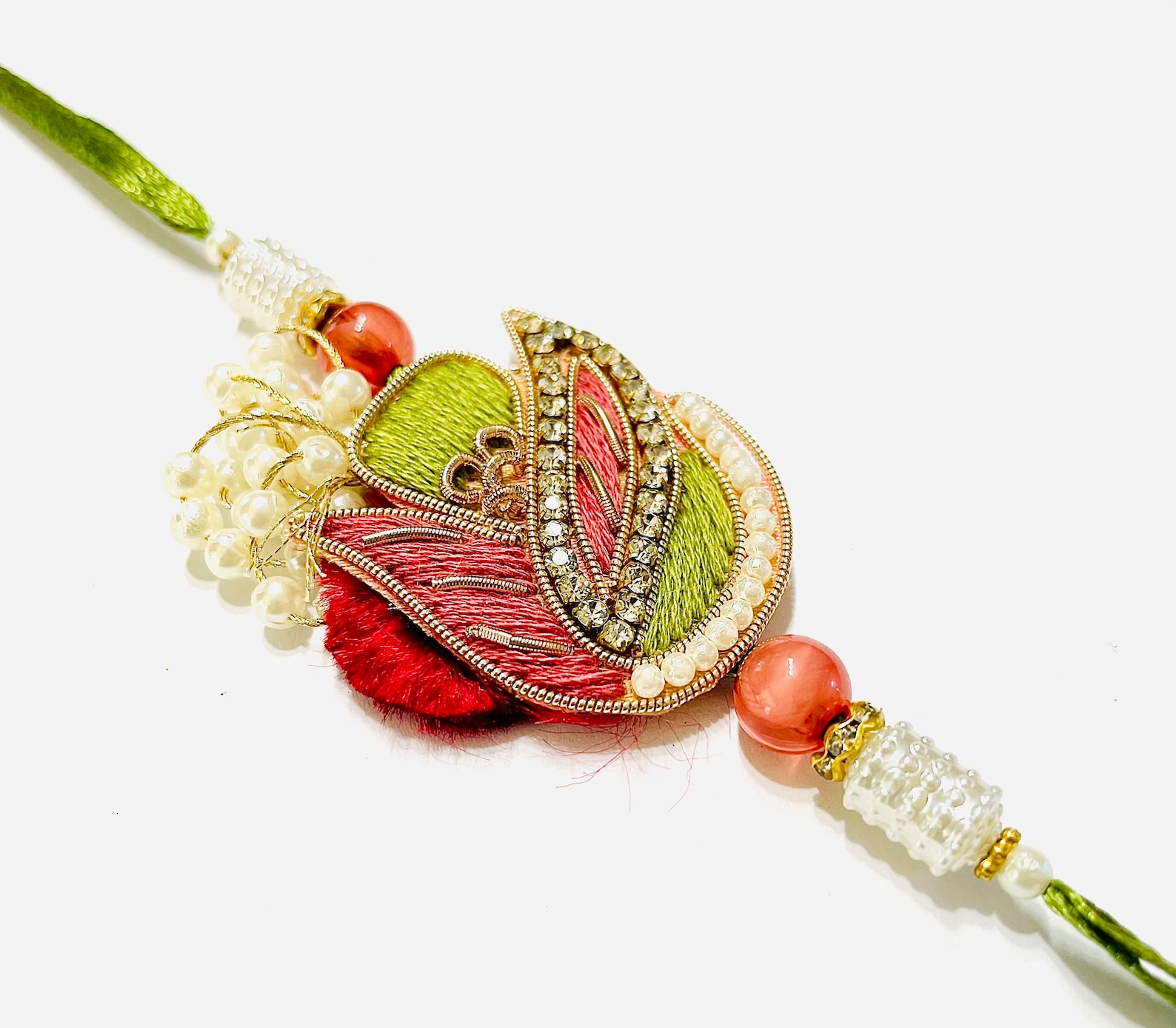 Handmade Rakhi With a Touch of Gold and Moti small Pearl for the ...