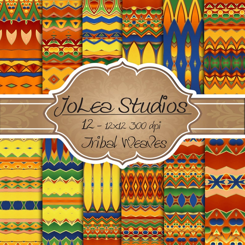 Digital Paper Tribal Weave Theme, Colorful Papers, Scrapbook Supplies ...