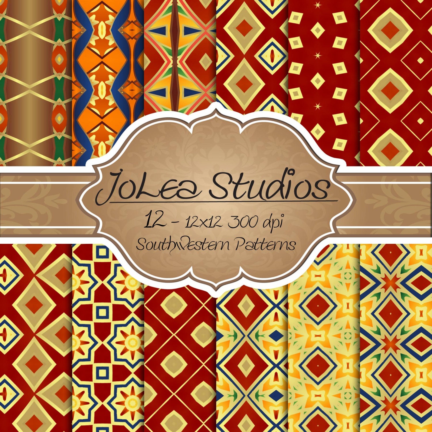 Digital Paper Southwestern Paper Theme, Scrapbook Paper, 12 X 12 ...