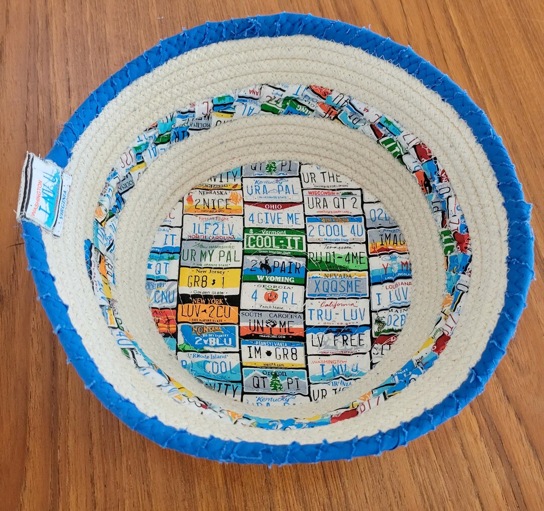SALE ~ Basket, Bowl, License Plate Theme, Free Ship, Handmade From ...