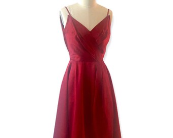 Ruby Red Satin Dress - Etsy