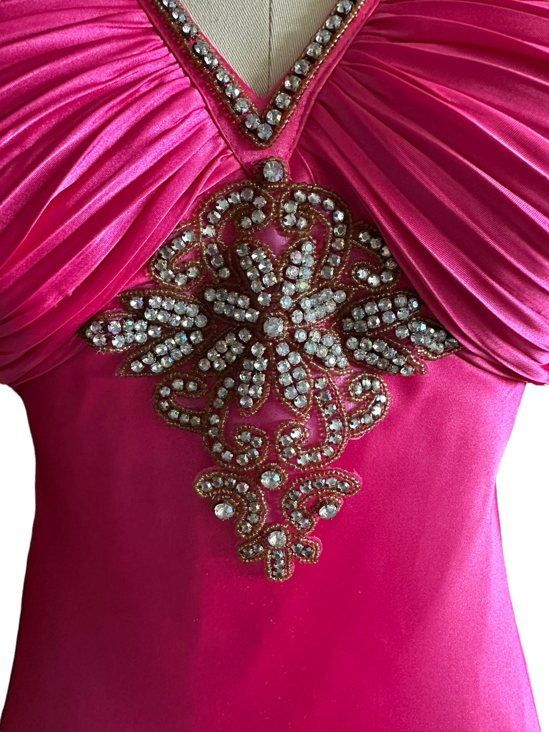 Hot Pink Gown, Rhinestones, Sparkle, Prom Gown - Etsy