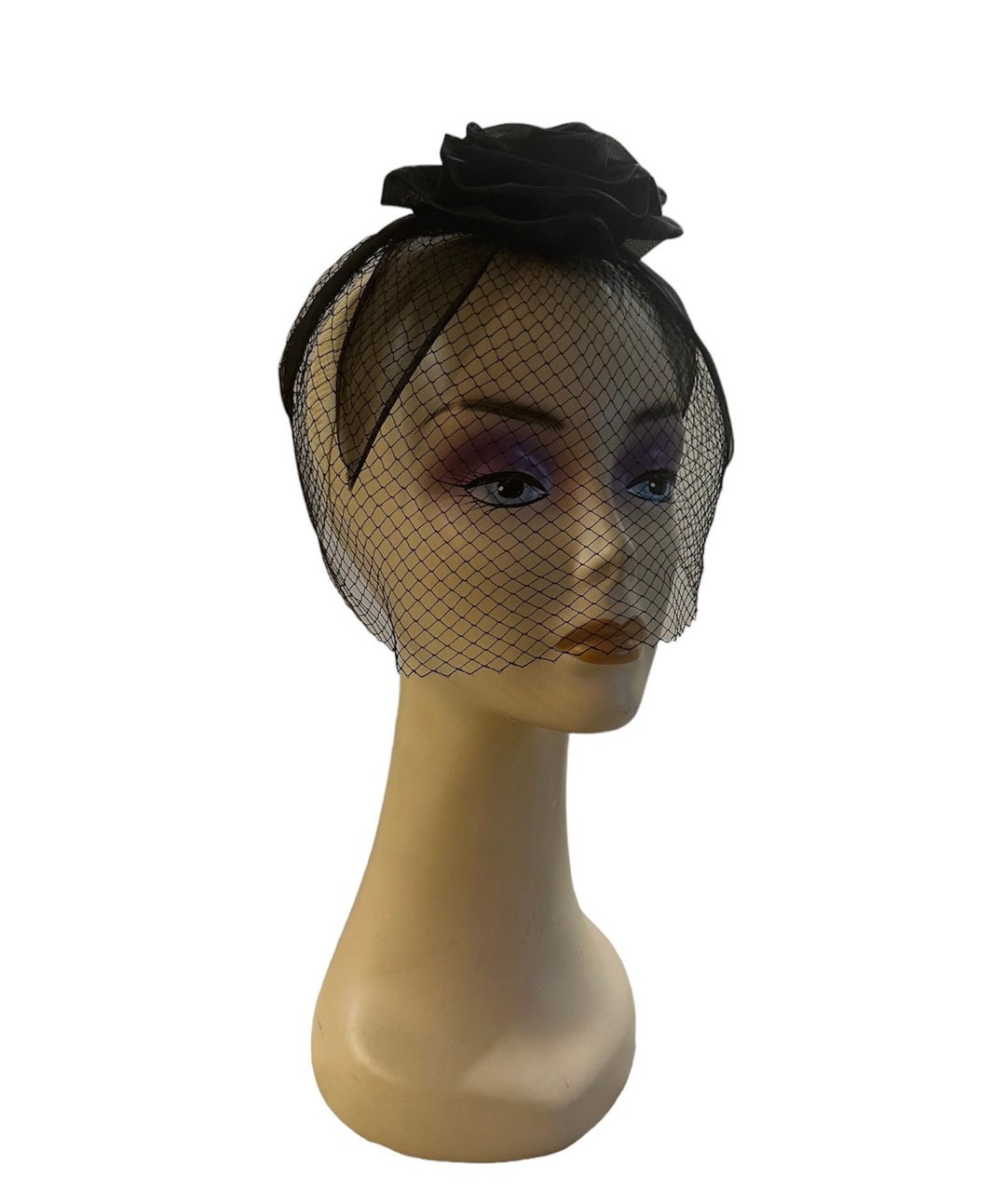 Vintage 1950s Black Cocktail Hat, Birdcage Veil Hat Face Netting - Etsy