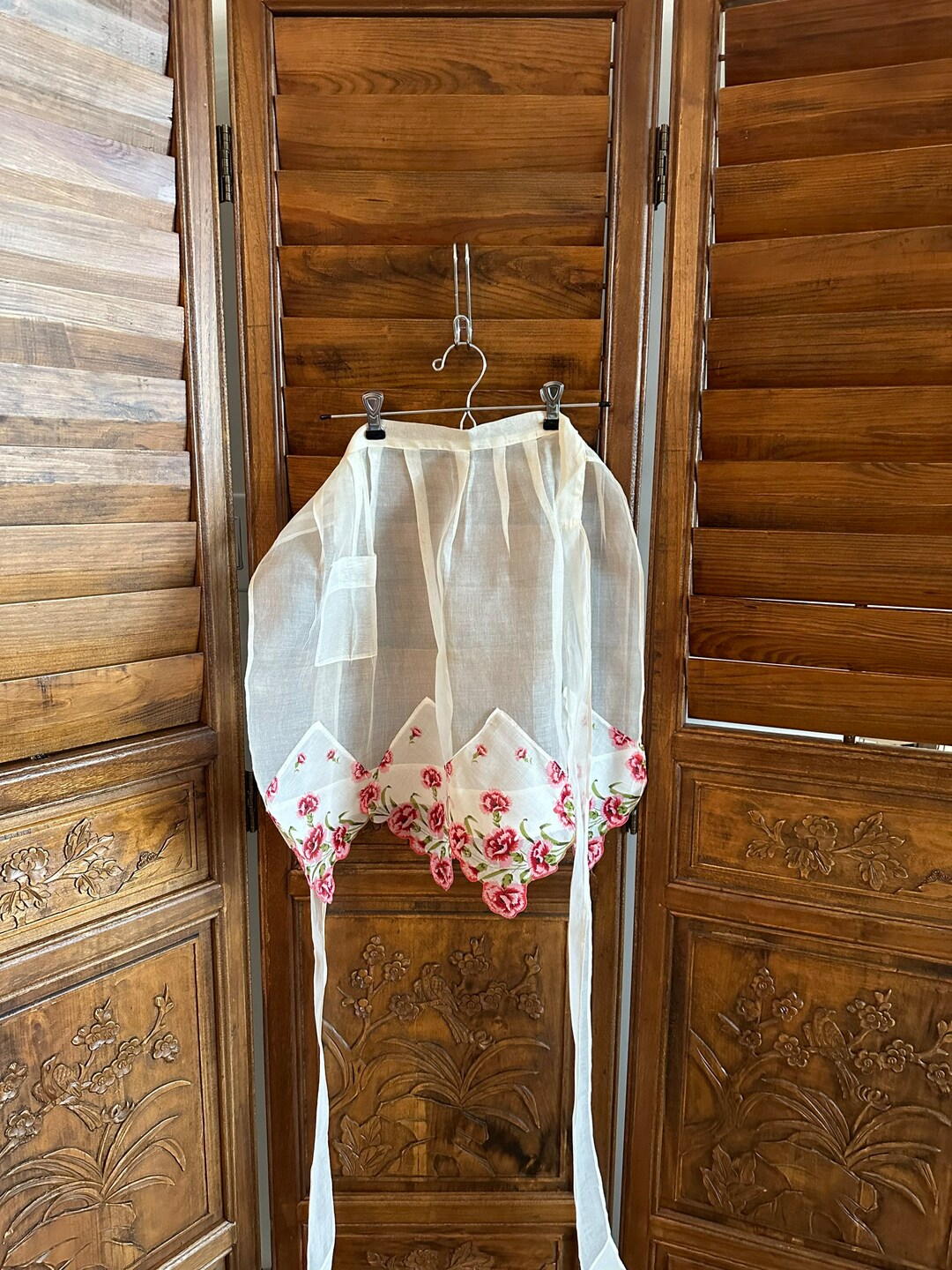 Vintage 1940’s Half Apron, Handkerchief Style, Pink Roses Floral - Etsy
