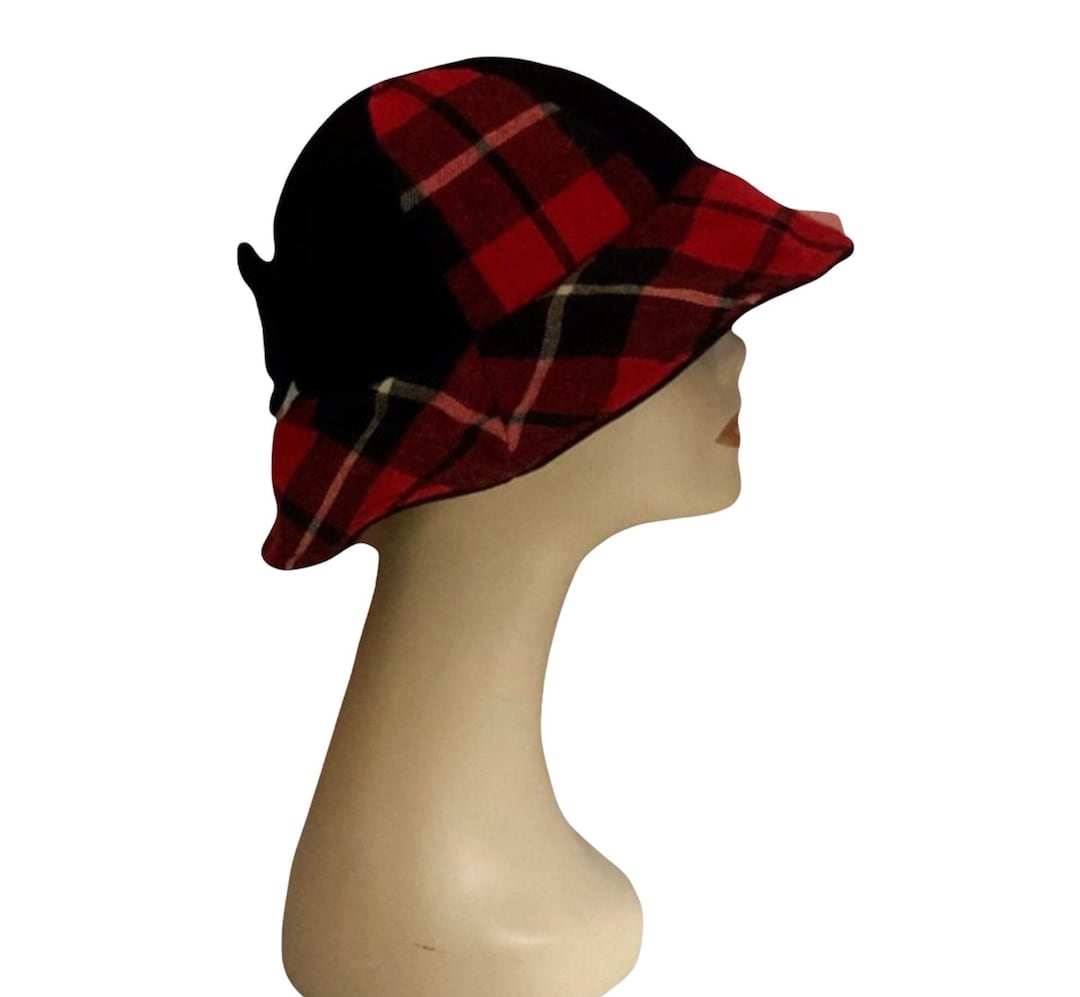 Vintage 1950’s Red Plaid Hat,bucket Style Hat, Hunters Plaid, Wool Hat ...