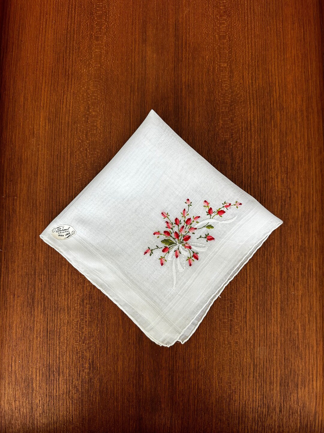 Vintage Handkerchief, Irish Linen, Embroidered, Pink Roses - Etsy