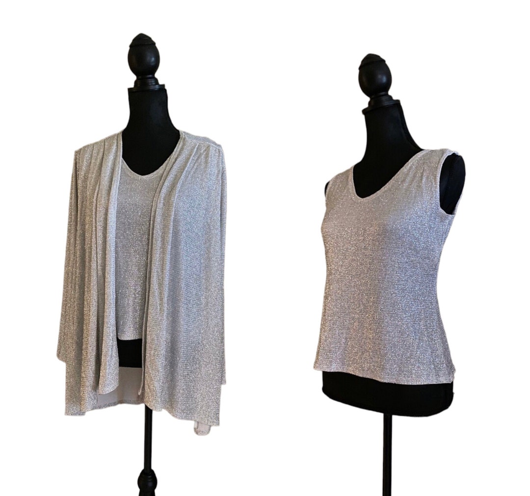 Ensemble chemisier Silver Sparkly vintage, veste scintillante, blazer ...
