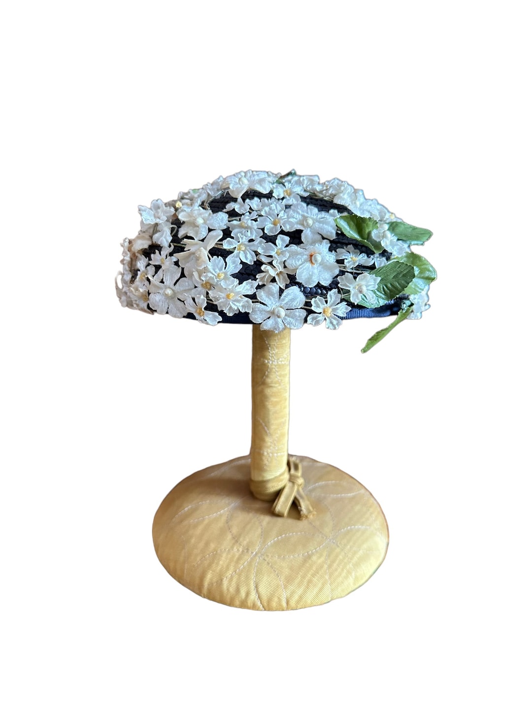 Vintage 1950s Floral Hat, White Floral Hat, Cap Hat, Spring Hat, Summer ...