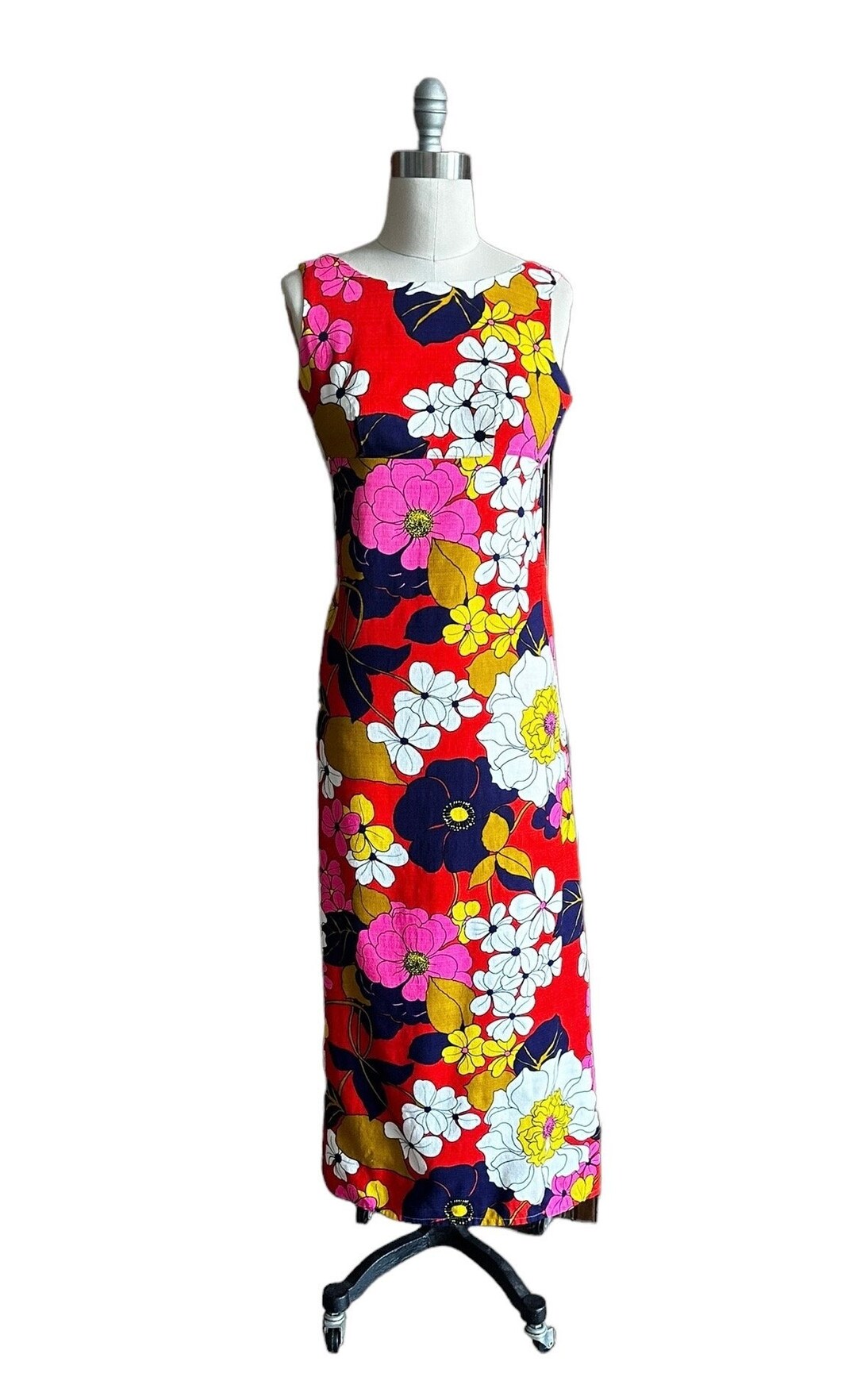 Vintage 1960s Hawaiian Floral, Mod Style, Bark Cloth, Spring Dress - Etsy