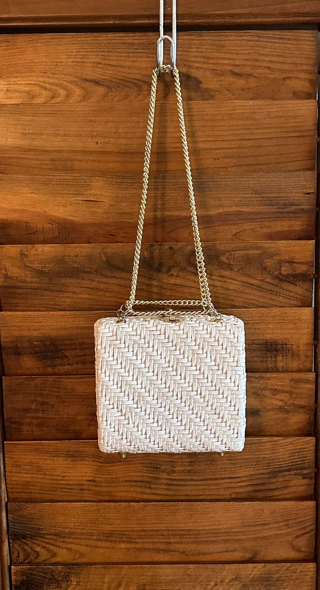 Vintage White Whicker Summer Straw Purse Small Size - Etsy
