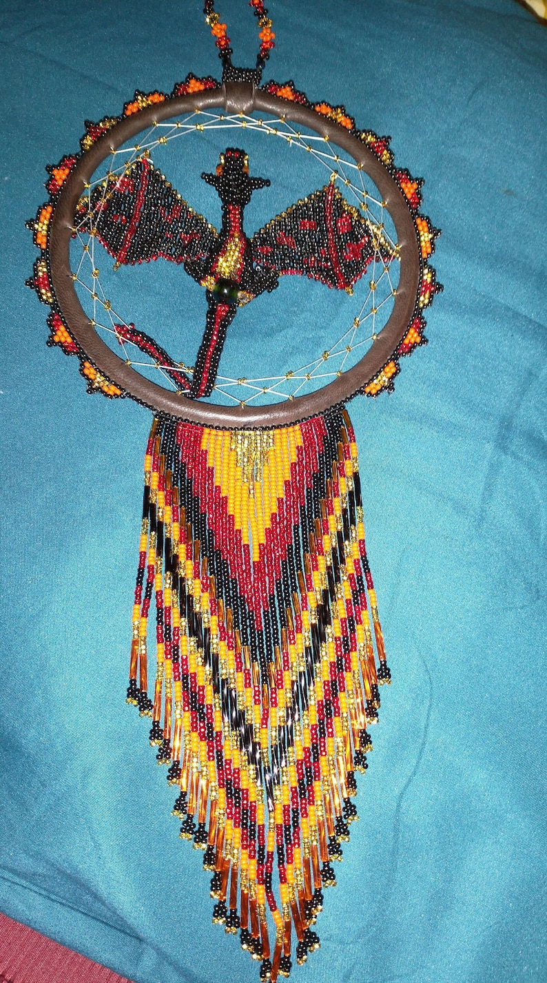 Dragon Beaded Dream Catcher 3D 14" Red Black Orange - Etsy