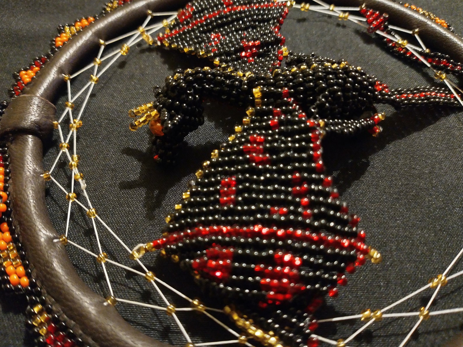 Dragon Beaded Dream Catcher 3D 14" Red Black Orange - Etsy