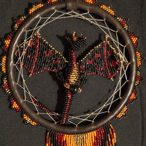 Dragon Beaded Dream Catcher 3D 14" Red Black Orange - Etsy